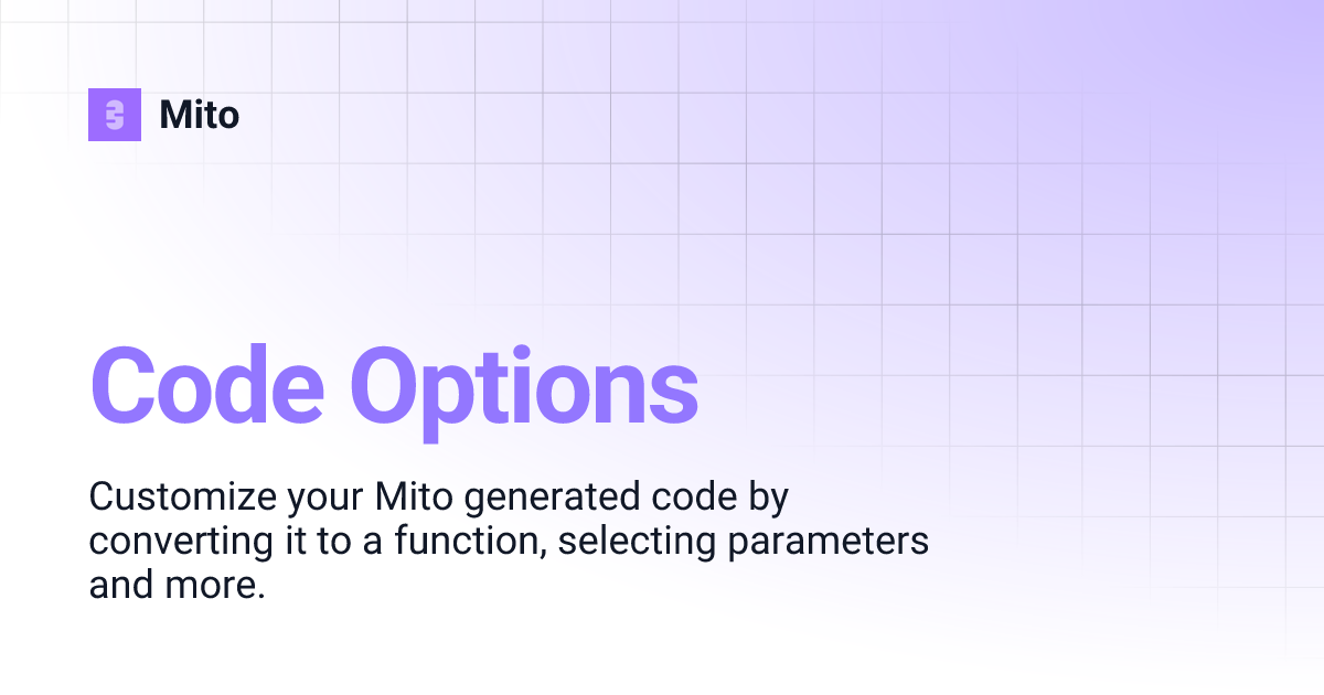 Code Options | Mito
