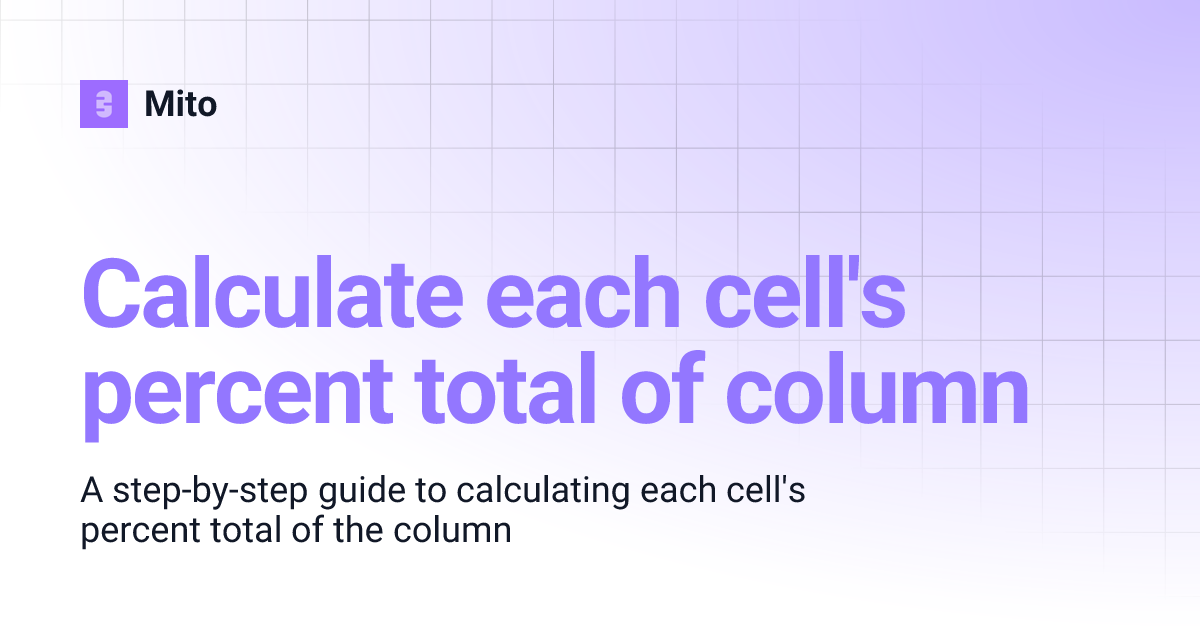 Calculate each cell's percent total of column | Mito